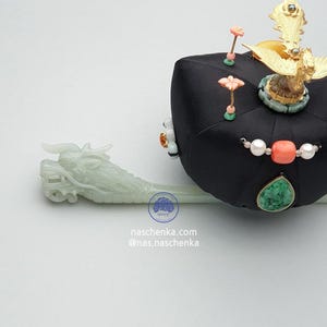 Dragon Handcrafted White Jade Binyeo 비녀 Exquisite Hand-carved Jade ...