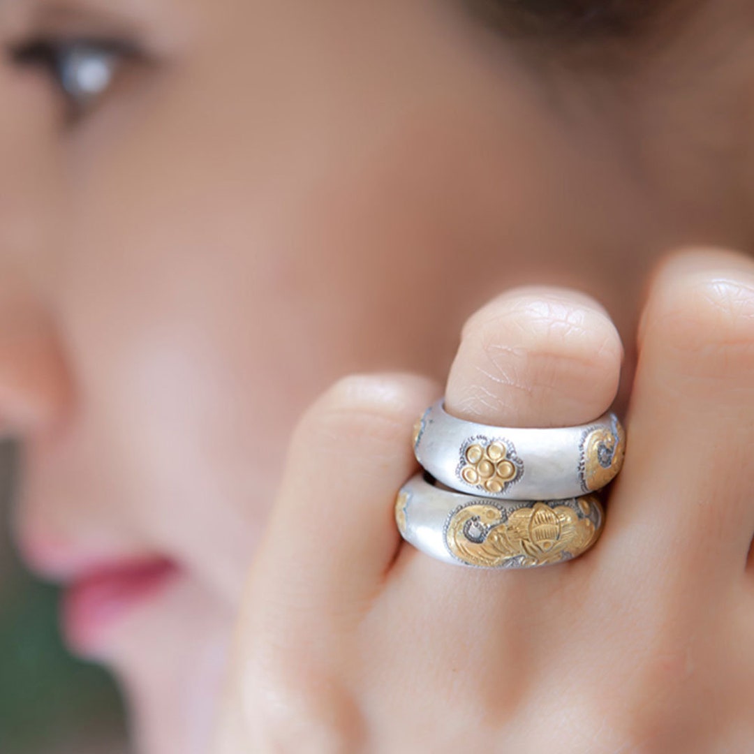 Seoul NASCHENKA Traditional Korean Hanbok Silver Rings Set Accessories ...