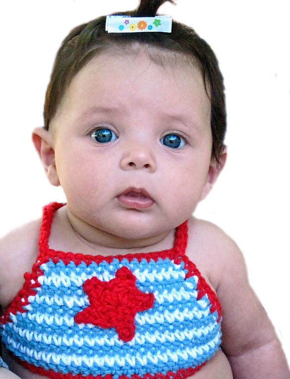 Crochet Pattern Stars and Stripes Baby Bikini 6-12 Months Easy Beginner ...