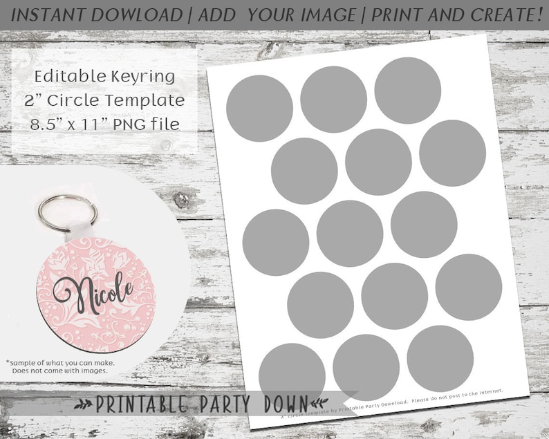 2" Circle Keychain Template PNG File 8.5"x11" Sheet Instant Download - Etsy