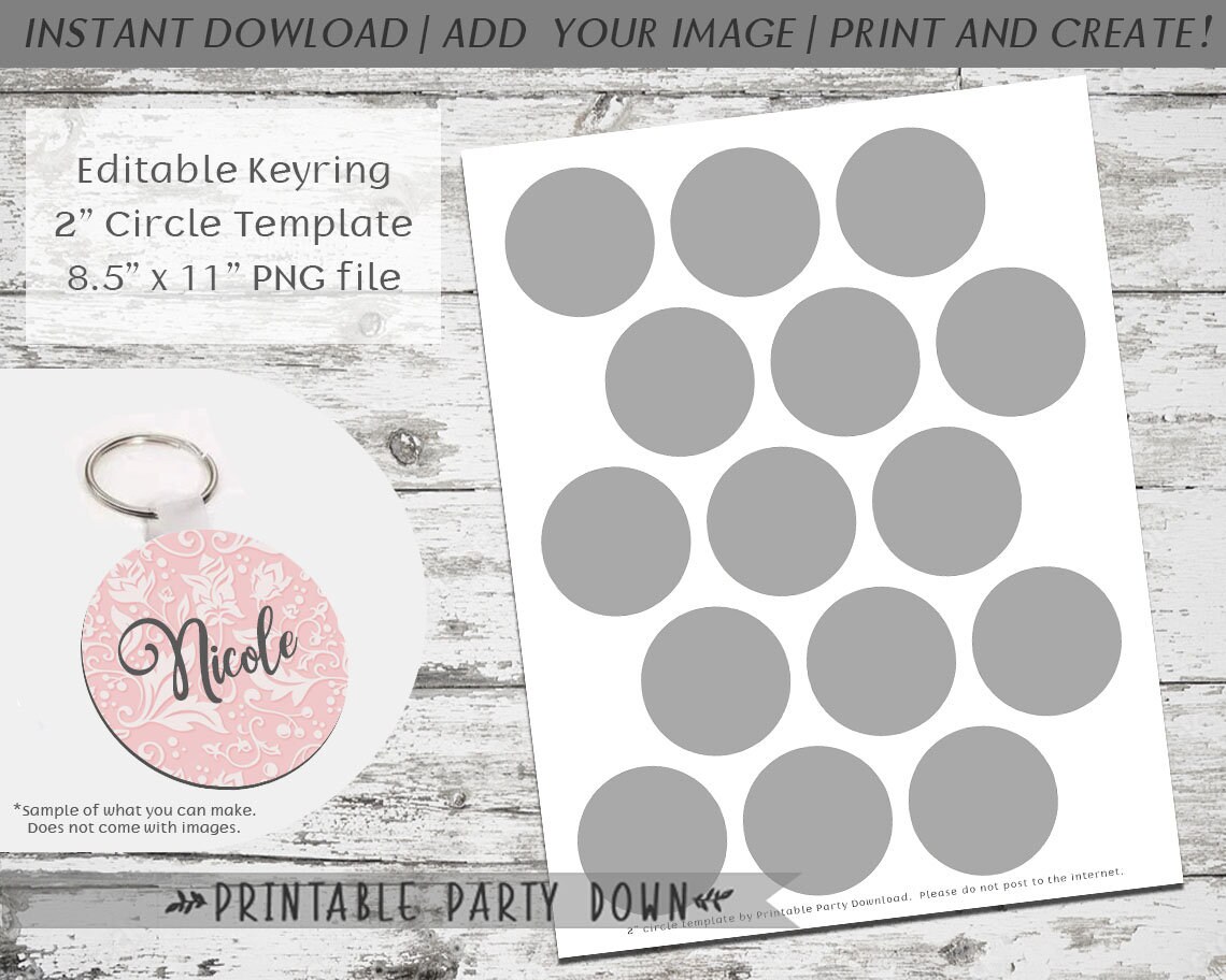 2" Circle Keychain Template PNG File 8.5"x11" Sheet Instant Download - Etsy