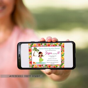 Hula Birthday Pool Party Invite Hawaiian Luau Birthday Customize ...