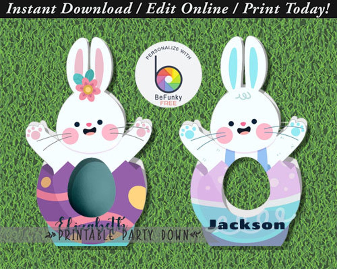 Easter Bunny Egg Holder | Boy and Girl Customize Personalize Editable ...