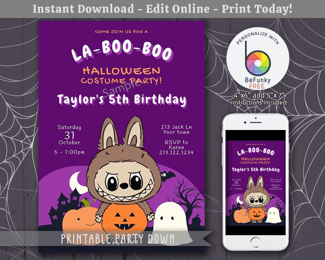 Labooboo Halloween Birthday Invitation: Spooky Party (editable Template ...