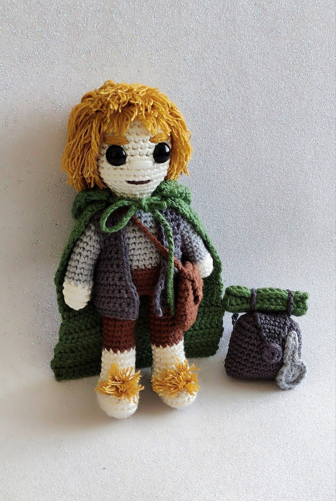 Crochet Hobbit Amigurumi Doll With Backpack and Cloak - Etsy