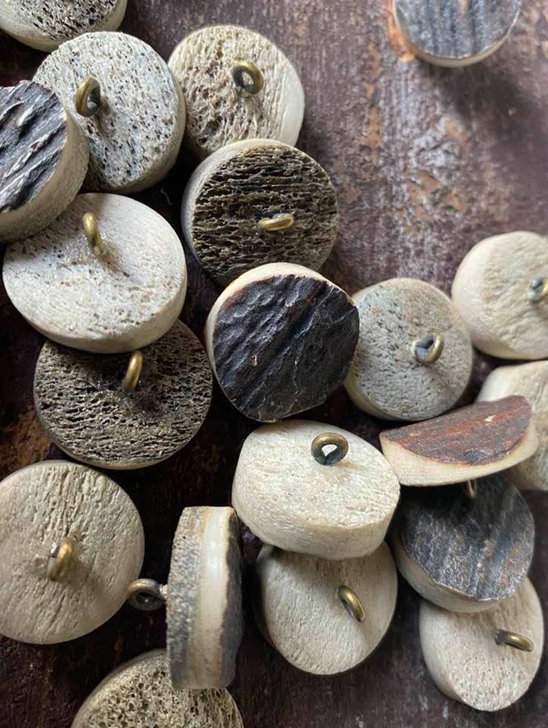 Vintage Deer ANTLER BONE Button With Brass Shank - Etsy