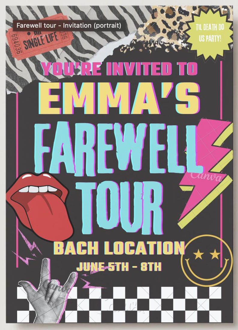 Bachelorette Trip Invitation, Farewell Tour - Etsy