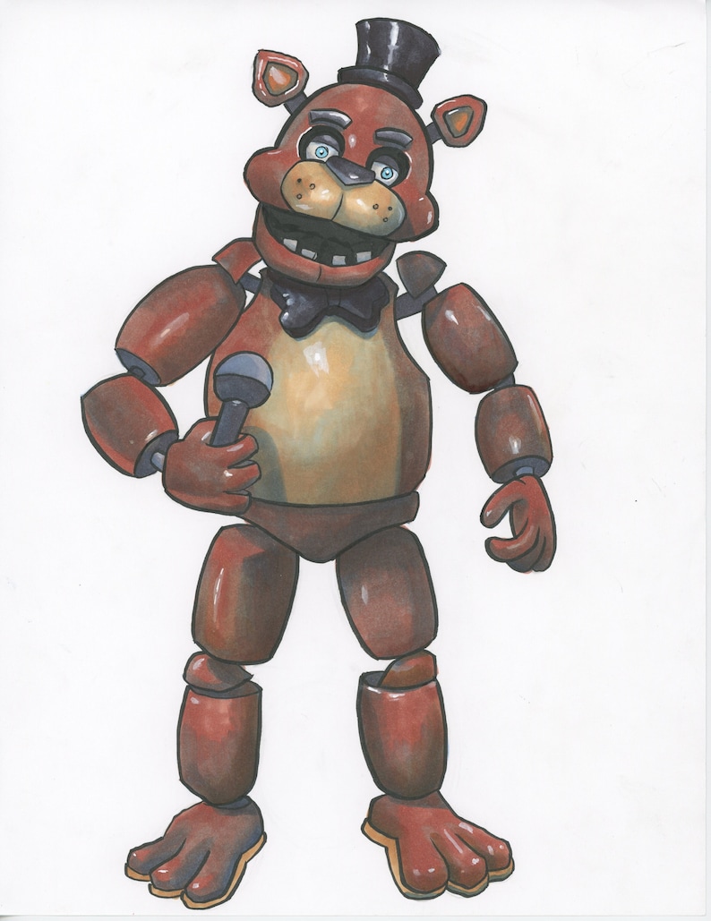 Freddy Fazbear FNAF Art Print, Hand-drawn Illustration (9x12) - Etsy