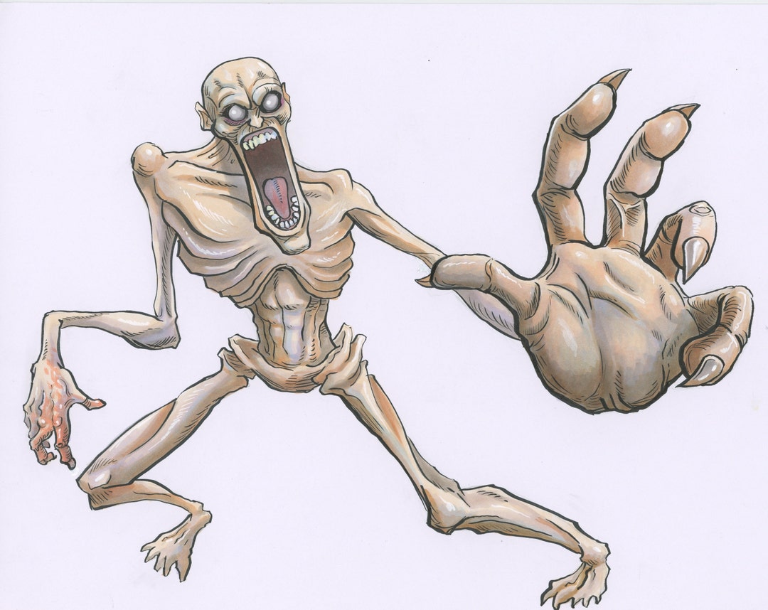 SCP-196 Shy Guy Horror Monster Drawing by Daniel Grissom, Hand Drawn Weird Fan Art - Etsy