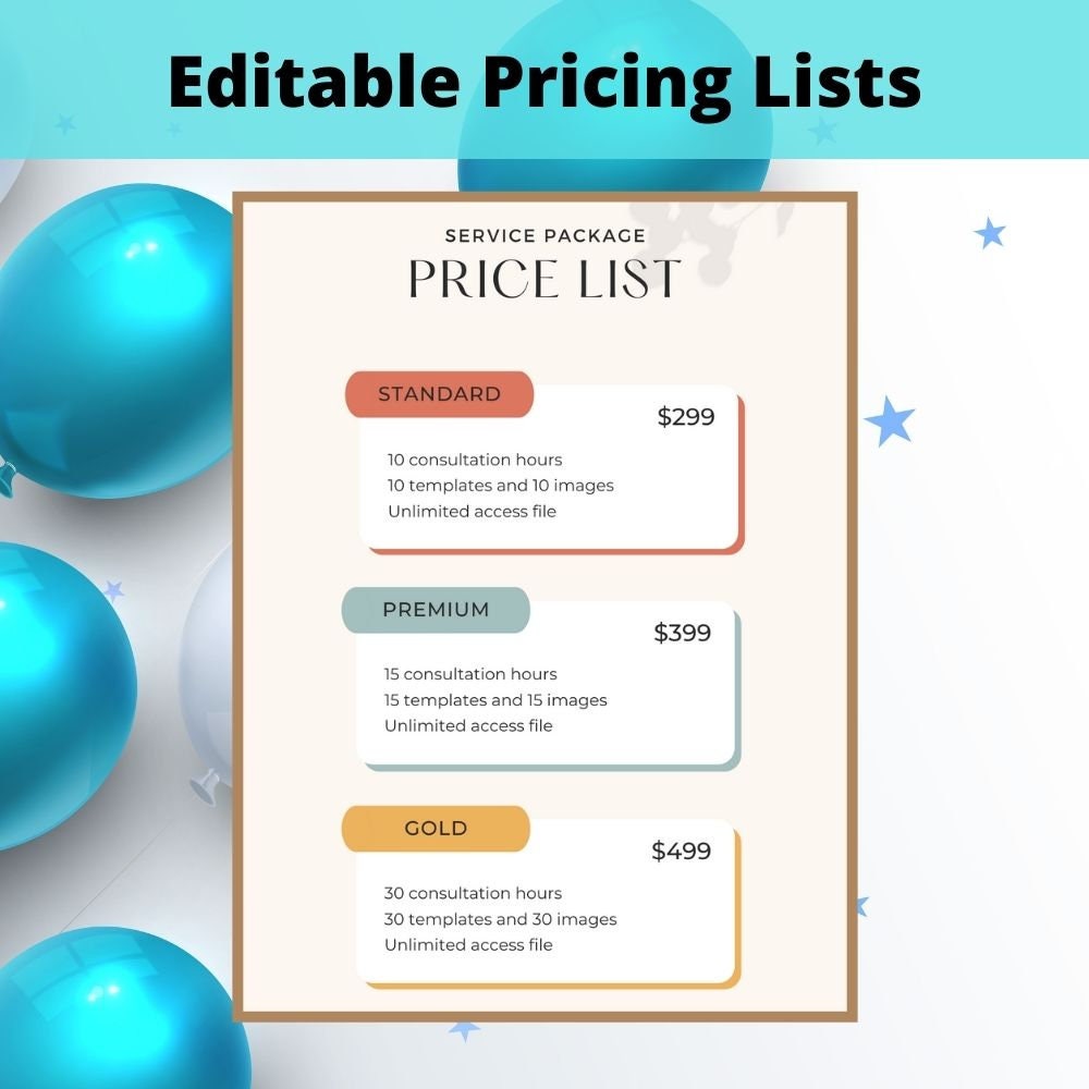 MINIMAL PRICE LIST, Price List Template, Downloadable Aesthetic ...