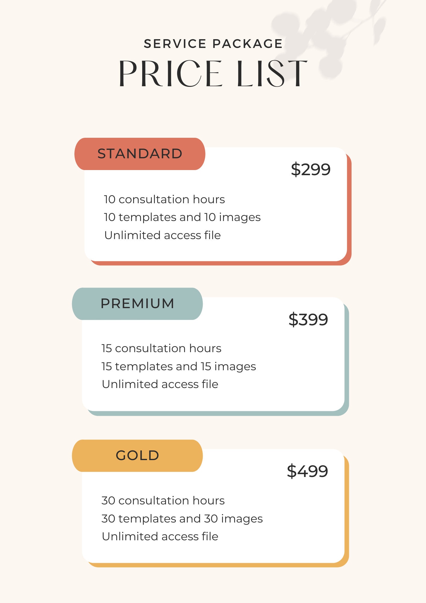 MINIMAL PRICE LIST, Price List Template, Downloadable Aesthetic ...