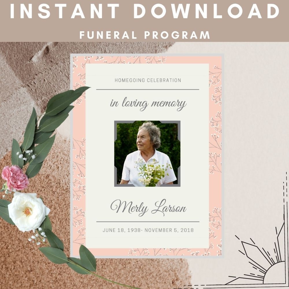 CEREMONY PROGRAM, FUNERAL Prayer Cards, Digital Downloadable Order of ...