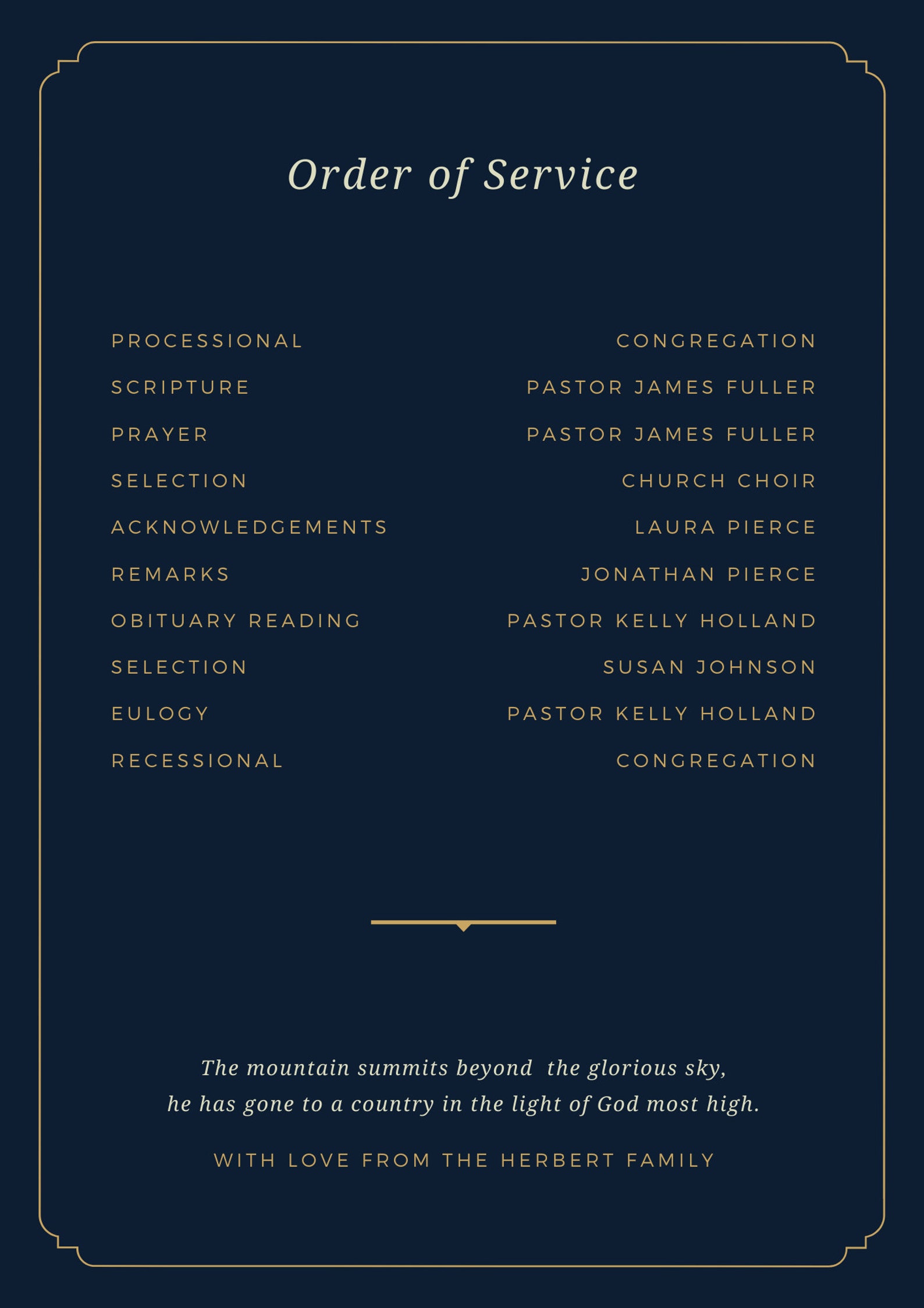 FEMALE FUNERAL CEREMONY Program Downloadable Memorial - Etsy