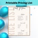 EDITABLE PRICE LIST, Shopping Price List, Digital Minimal Price List ...