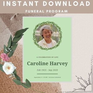 FUNERAL BROCHURE, FUNERAL Stationery, Caroline Harvey Editable Funeral ...