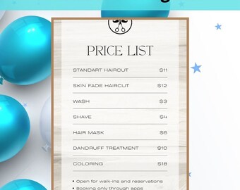 Makeup Artist Menu - Etsy