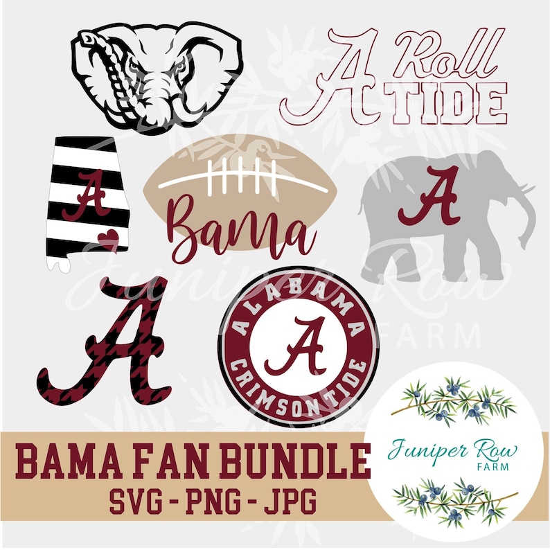 Alabama Football Fan Bundle SVG Designs, Roll Tide Digital, University ...