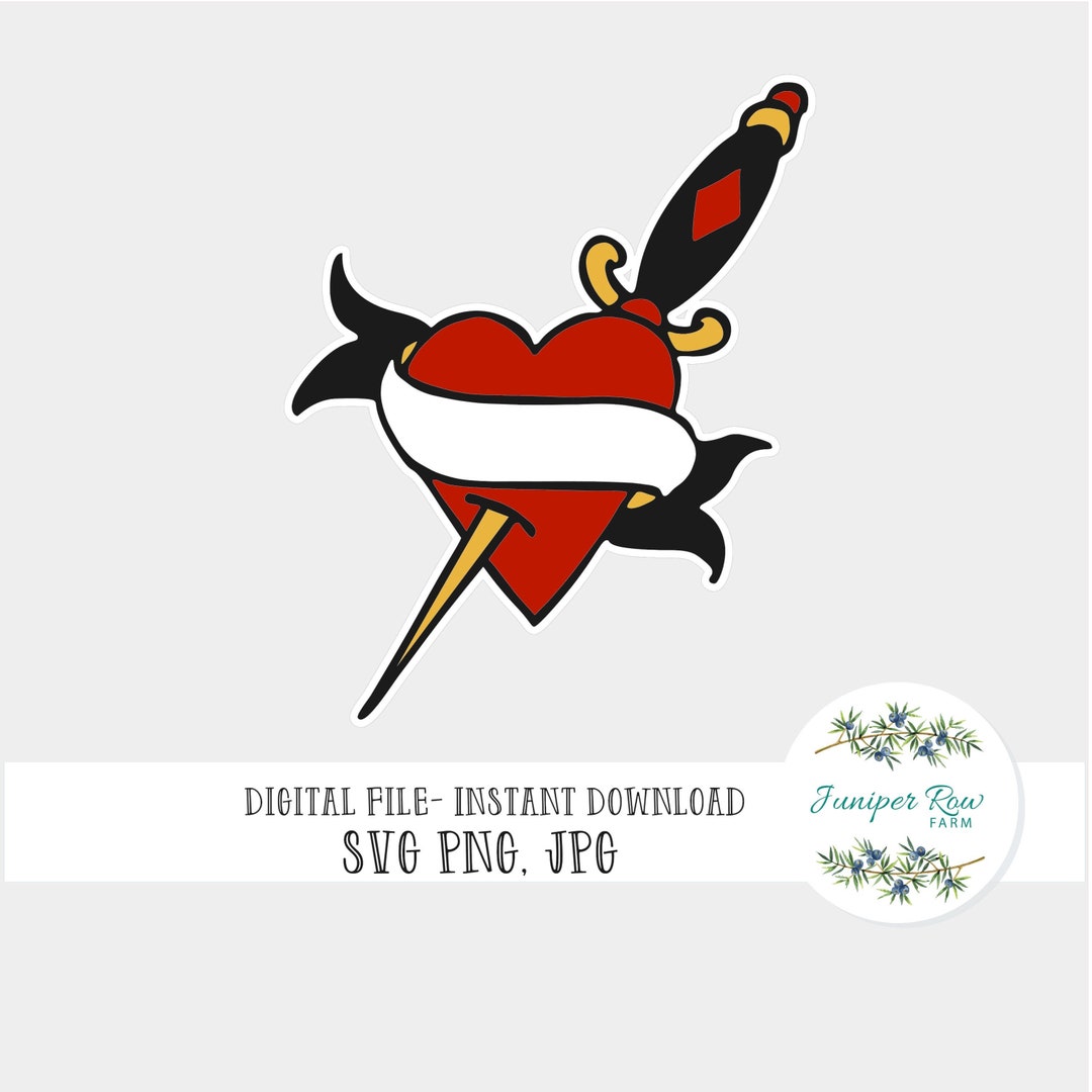 Heart Dagger Banner Digital File, JPG, SVG, PNG, Download, Cut File ...