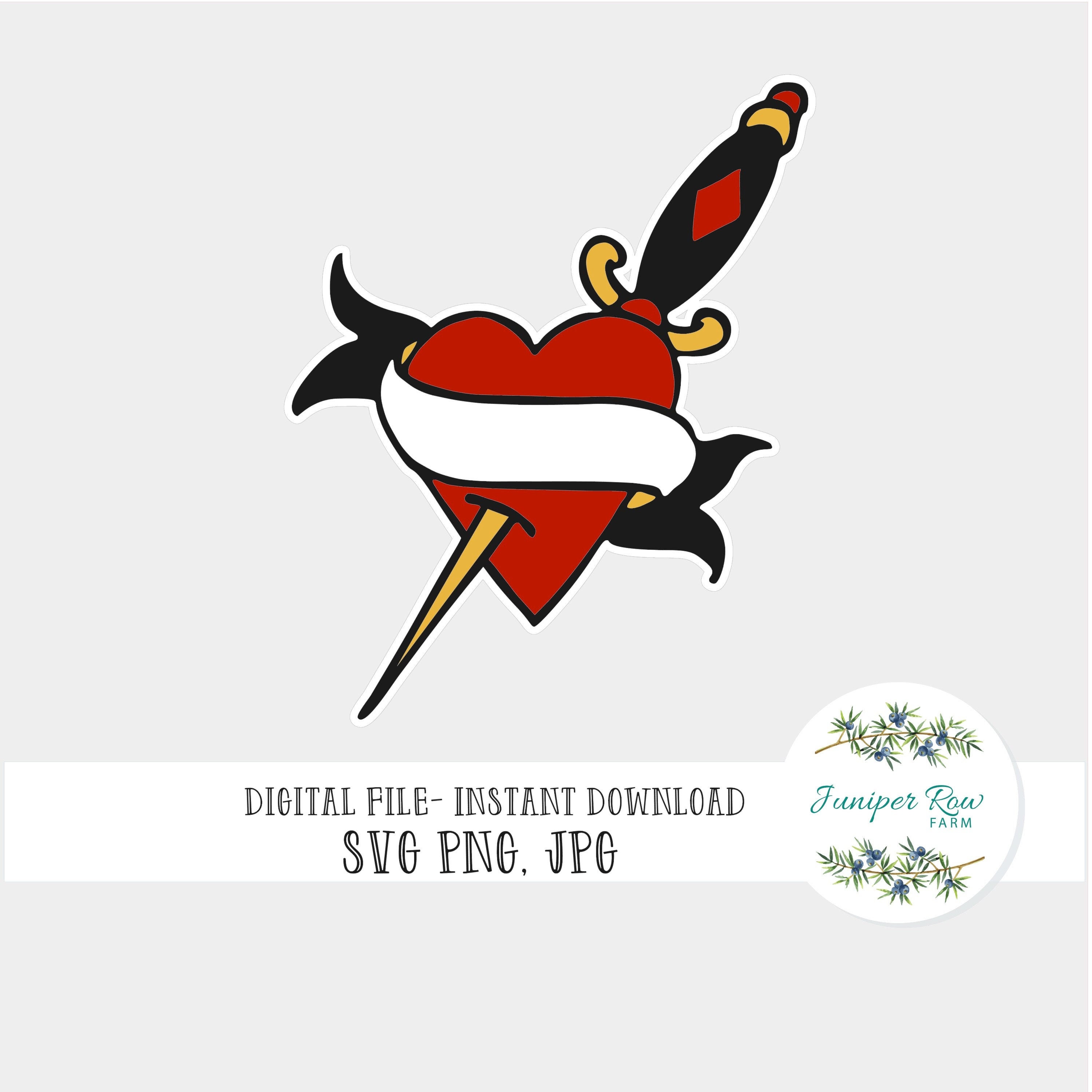 Heart Dagger Banner Digital File JPG SVG PNG Download Cut - Etsy