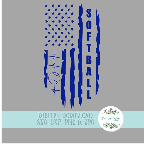 Softball American Flag Distressed Digital File Svg Png Dxf - Etsy
