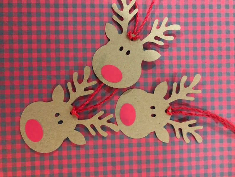 Reindeer Christmas Gift Tag | Etsy