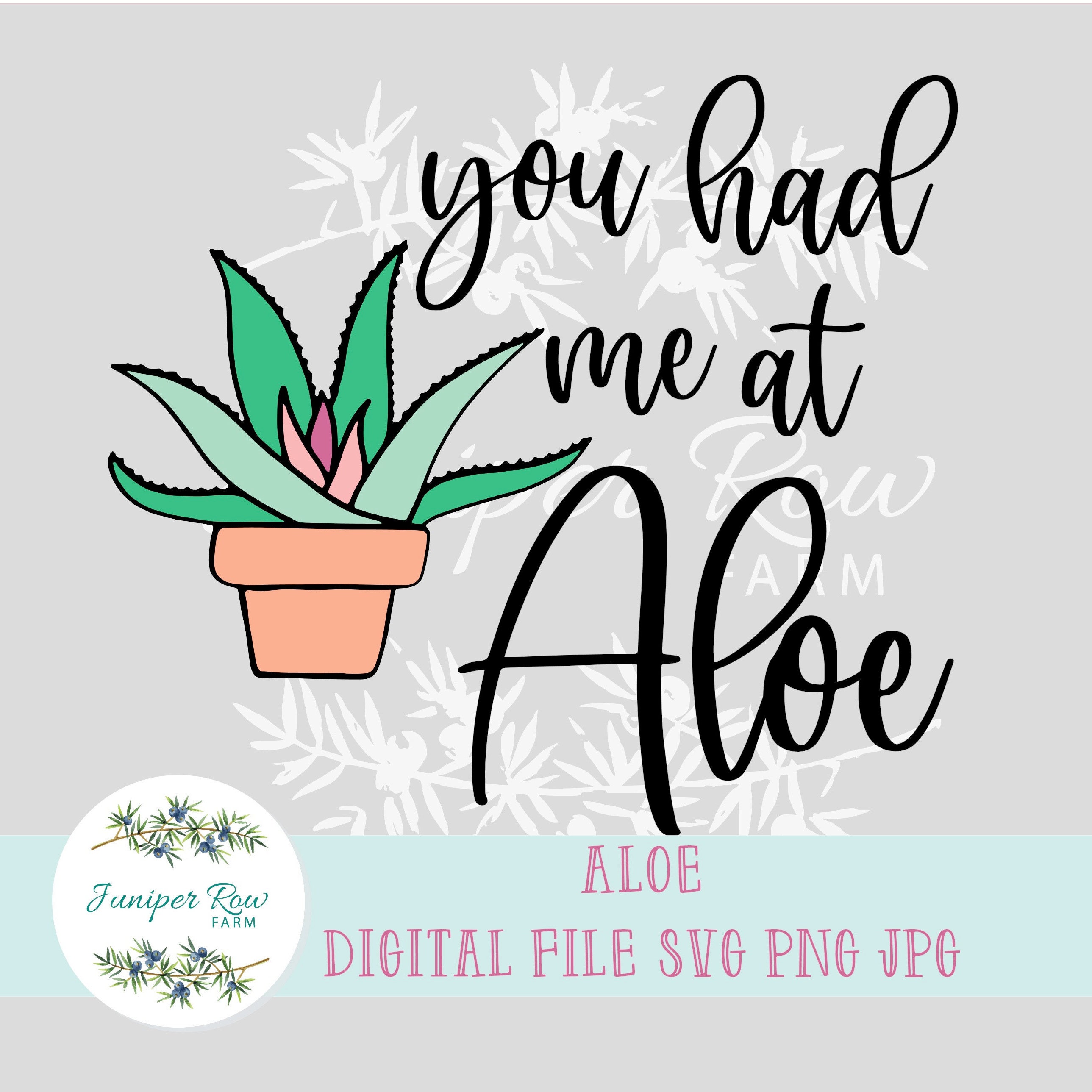 You Had Me at ALOE Digital Files, Svg, Png, Jpg, Plant Lady Gift ...