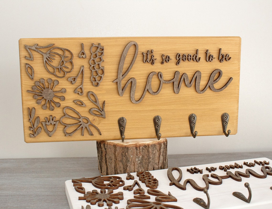 Wooden Key Holder, Home Key Rack, Handmade Wall Key Holder, Key Hanger ...