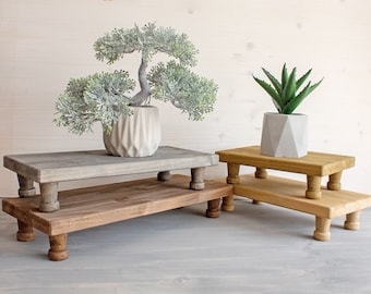Mini Round Wood Stand / Tiered Tray Riser / Farmhouse Riser / Mug Riser ...