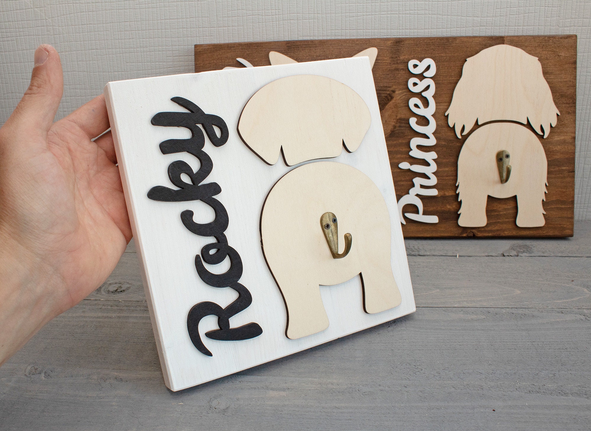 Dog Butt Leash Holder, Wooden Dog Leash Storage, Personalized Handmade ...