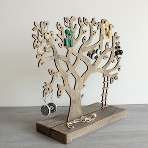 Wood Jewelry Tree Stand/ Earring Holder / Earring Organizer / Wooden ...
