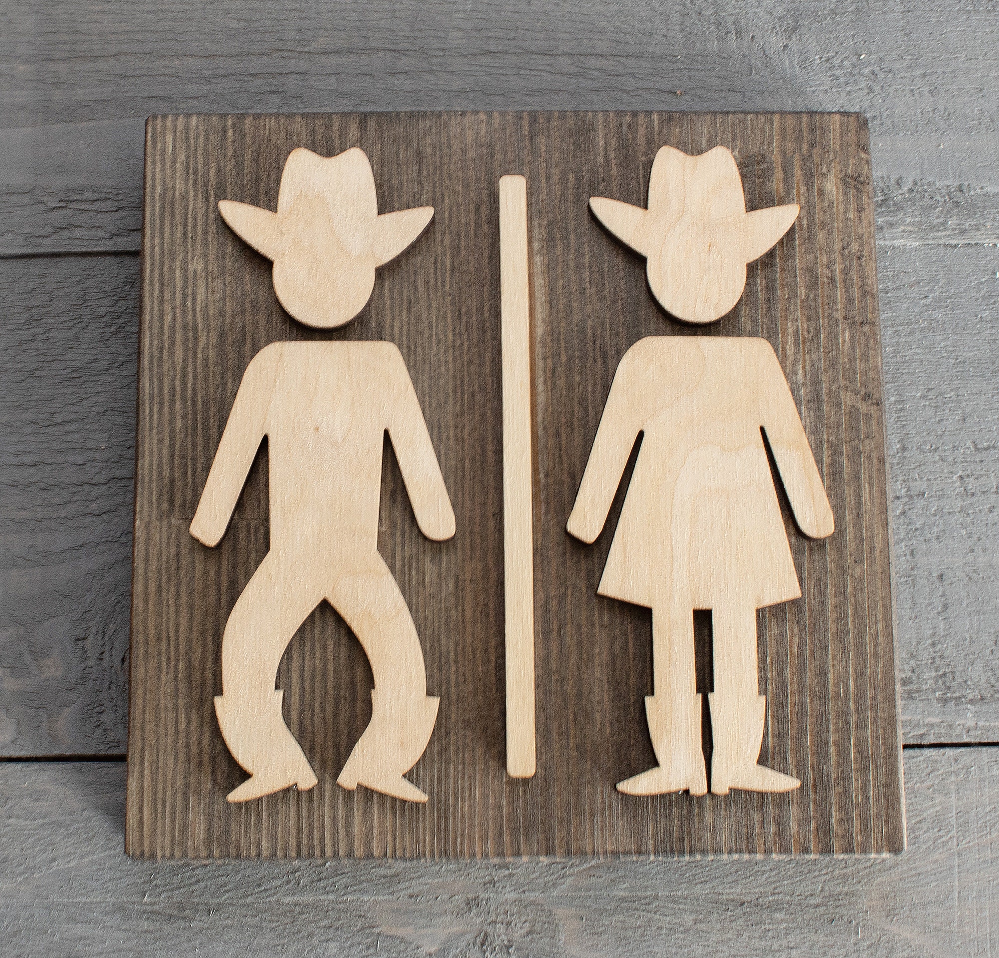 Restroom Door Sign Cowboy & Cowgirl Toilet Door Sign Cabin - Etsy