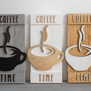 Wooden Coffee Bar Sign, Coffee Time, Coffee Cup, Wall Decor, Wood Sign ...