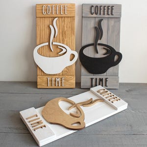 Wooden Coffee Bar Sign, Coffee Time, Coffee Cup, Wall Decor, Wood Sign ...