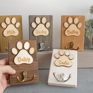 Personalised Dog Lead Holder, Wooden Dog Leash Hanger, Handmade Dog ...