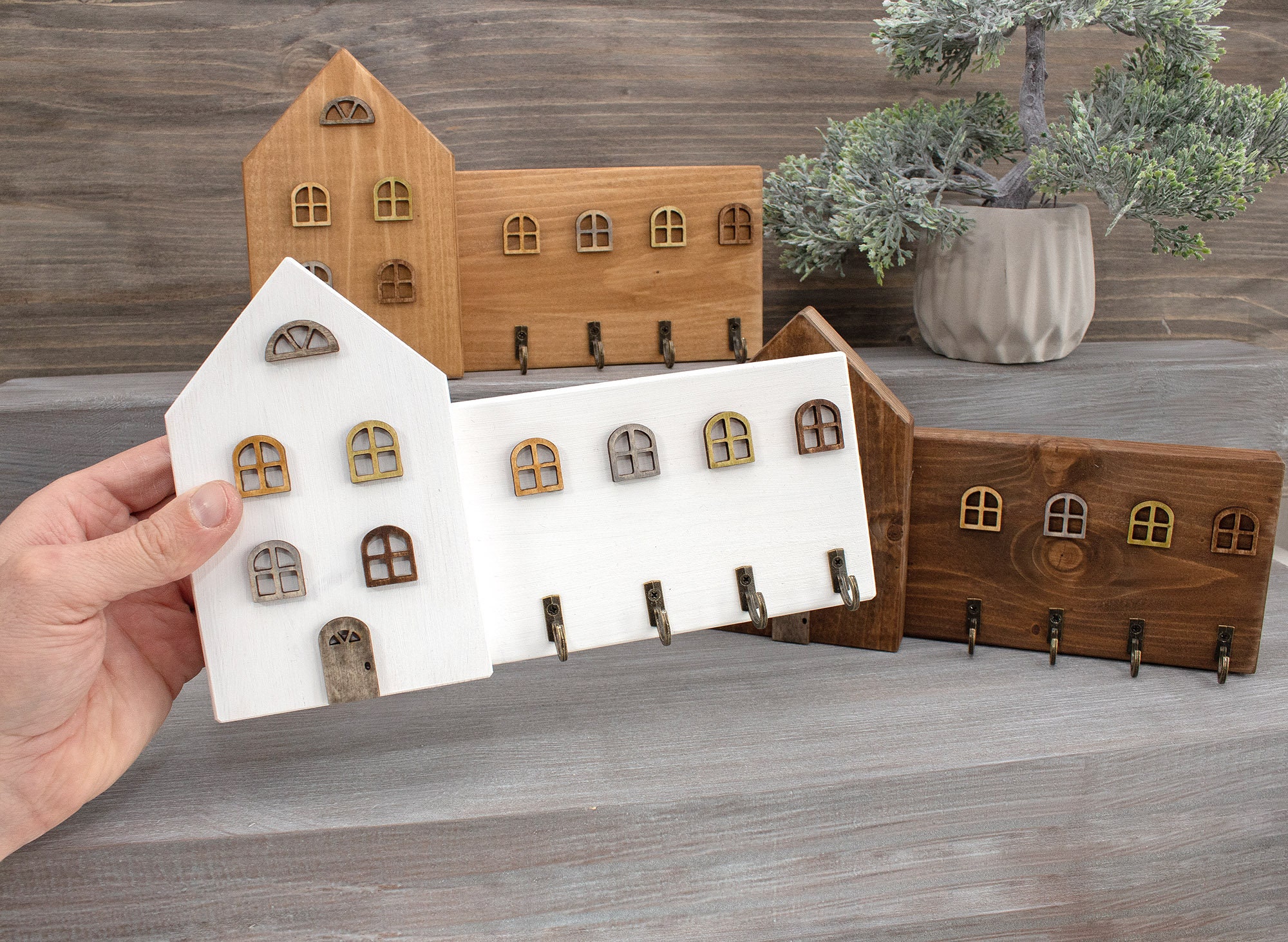 Wood Key Holder - House, Key Rack, Wall Key Holder, Key Hanger, Farm ...