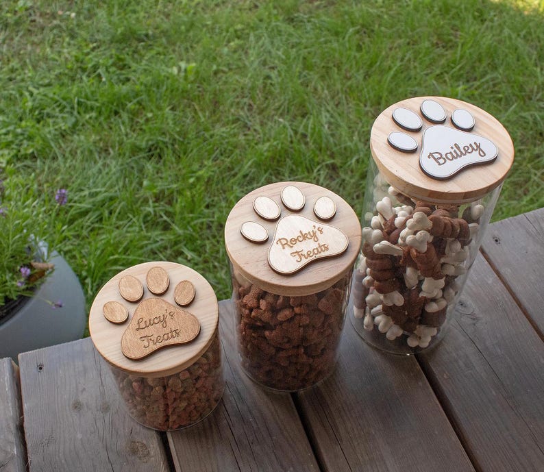 Personalised Dog Treat Jar, Pet Treat Glass Storage Jars, Engraved ...