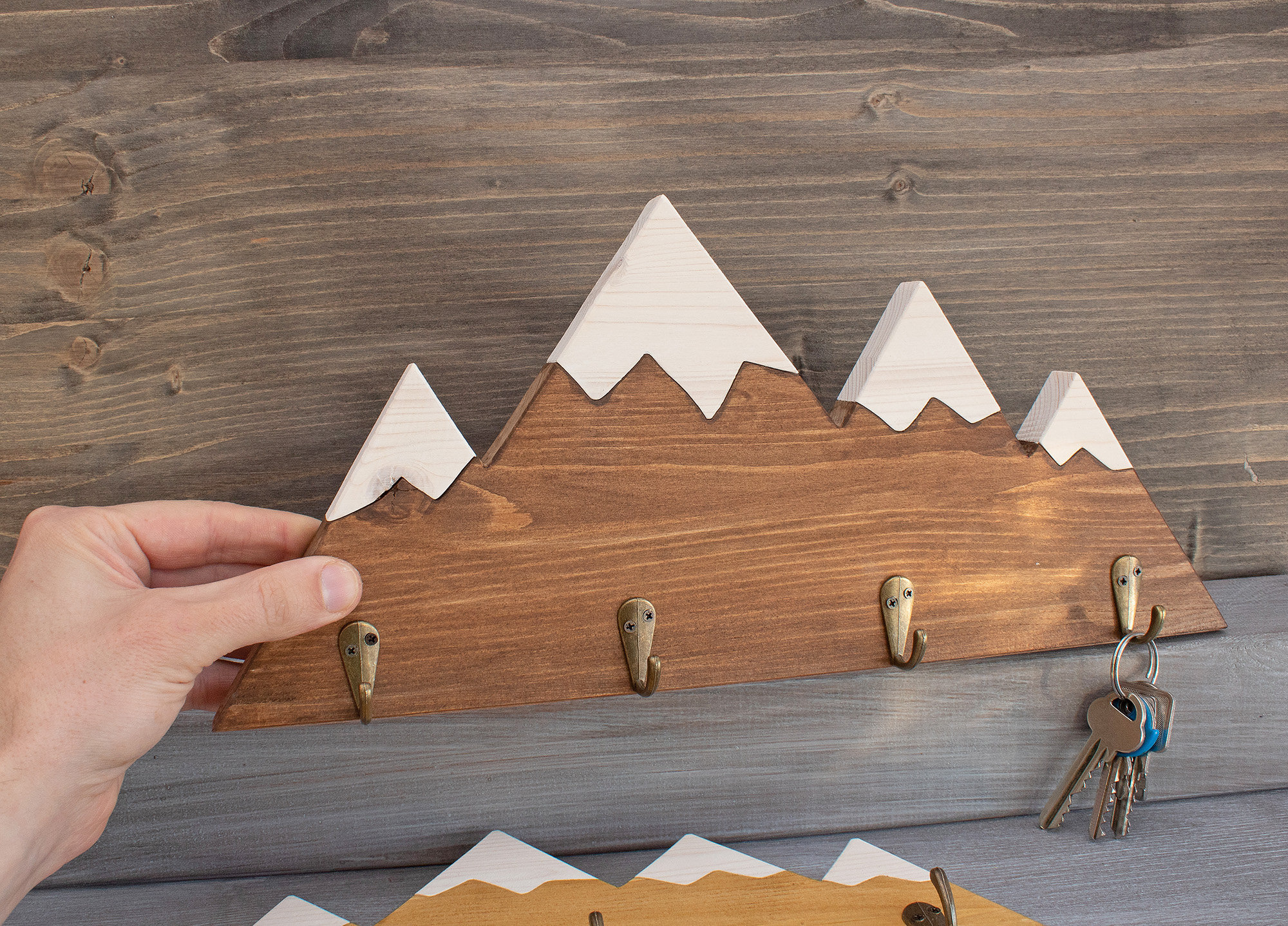 Wooden Mountain Range Key Holder Wall Coat Rack Hats Holder - Etsy