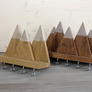 Wood Key Holder Shelf - Mountains, Key Rack, Farm House Wall Key Holder ...