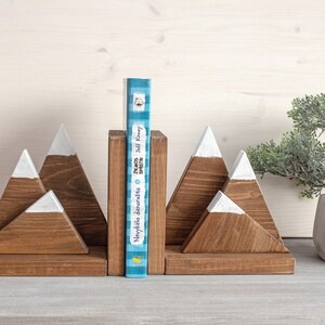 Wood Mountain Bookends, Book Stopper, Shelf Decor - Etsy