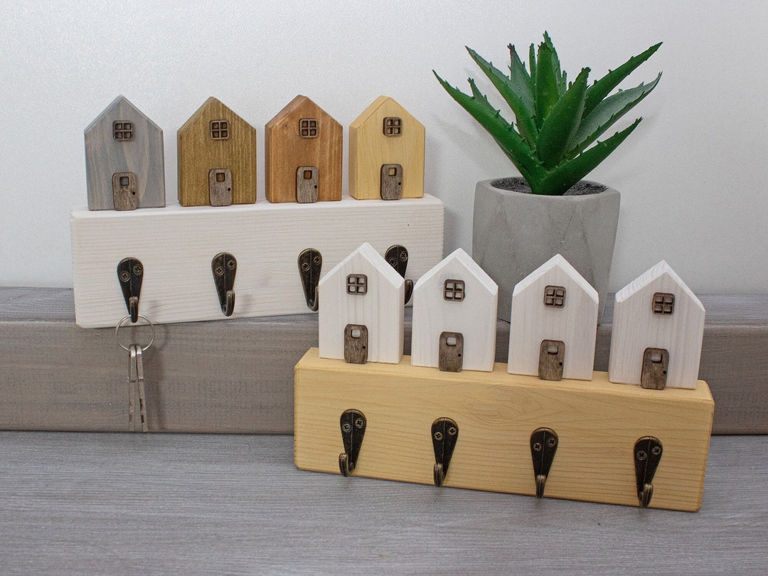 Wood Key Holder - House, Key Rack, Wall Key Holder, Key Hanger, Farm ...