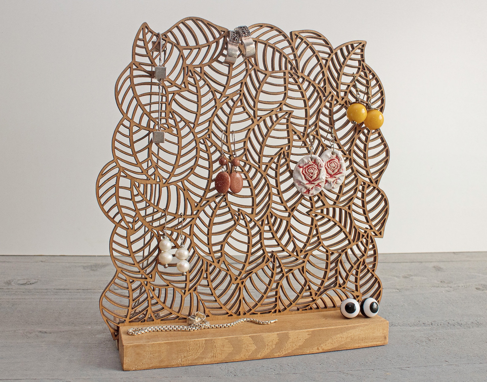 Wood Jewelry Organizer Tree Leaves / Earring Holder / Wooden - Etsy