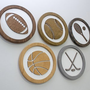 Wood Sport Signs, Wooden Sports Kids Bedroom Decor, Wooden Frame ...