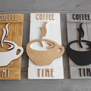 Wooden Coffee Bar Sign, Coffee Time, Coffee Cup, Wall Decor, Wood Sign ...
