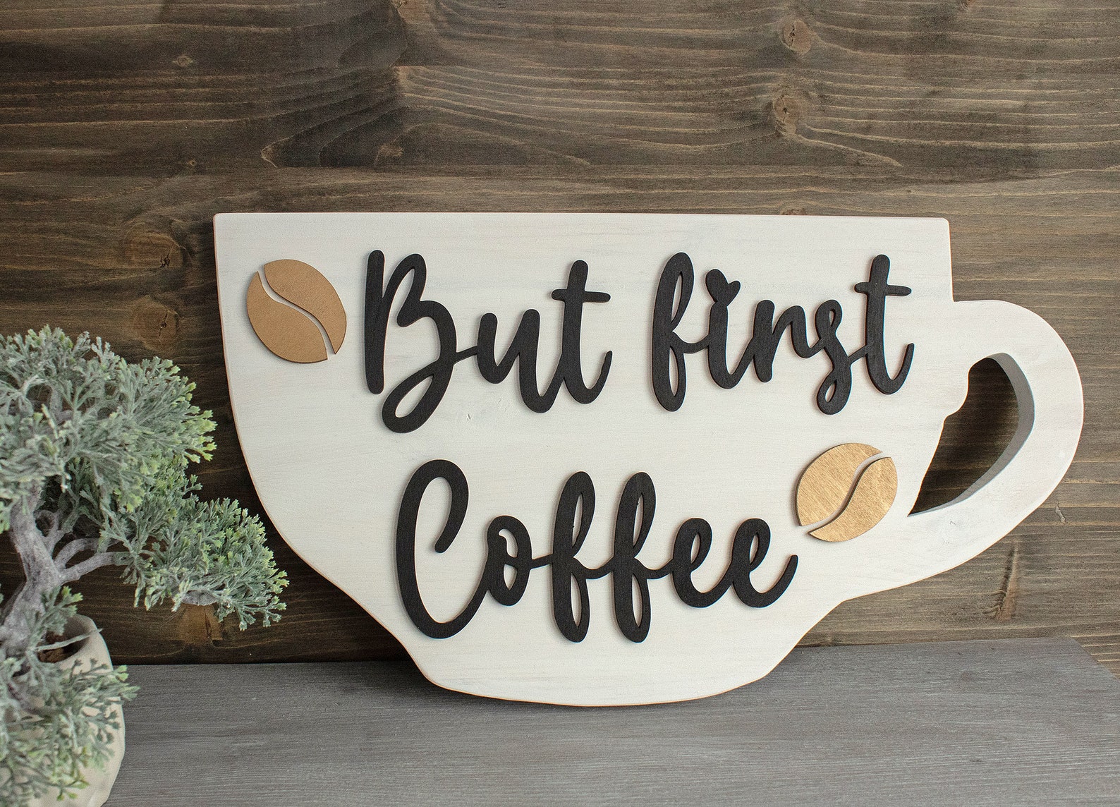 Wooden Coffee Bar Sign, but First Coffee, Wall Decor, Wood Sign ...