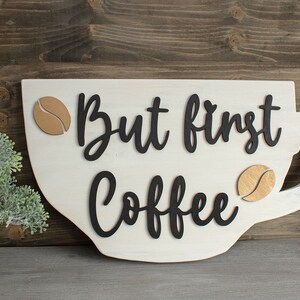 Wooden Coffee Bar Sign, but First Coffee, Wall Decor, Wood Sign ...