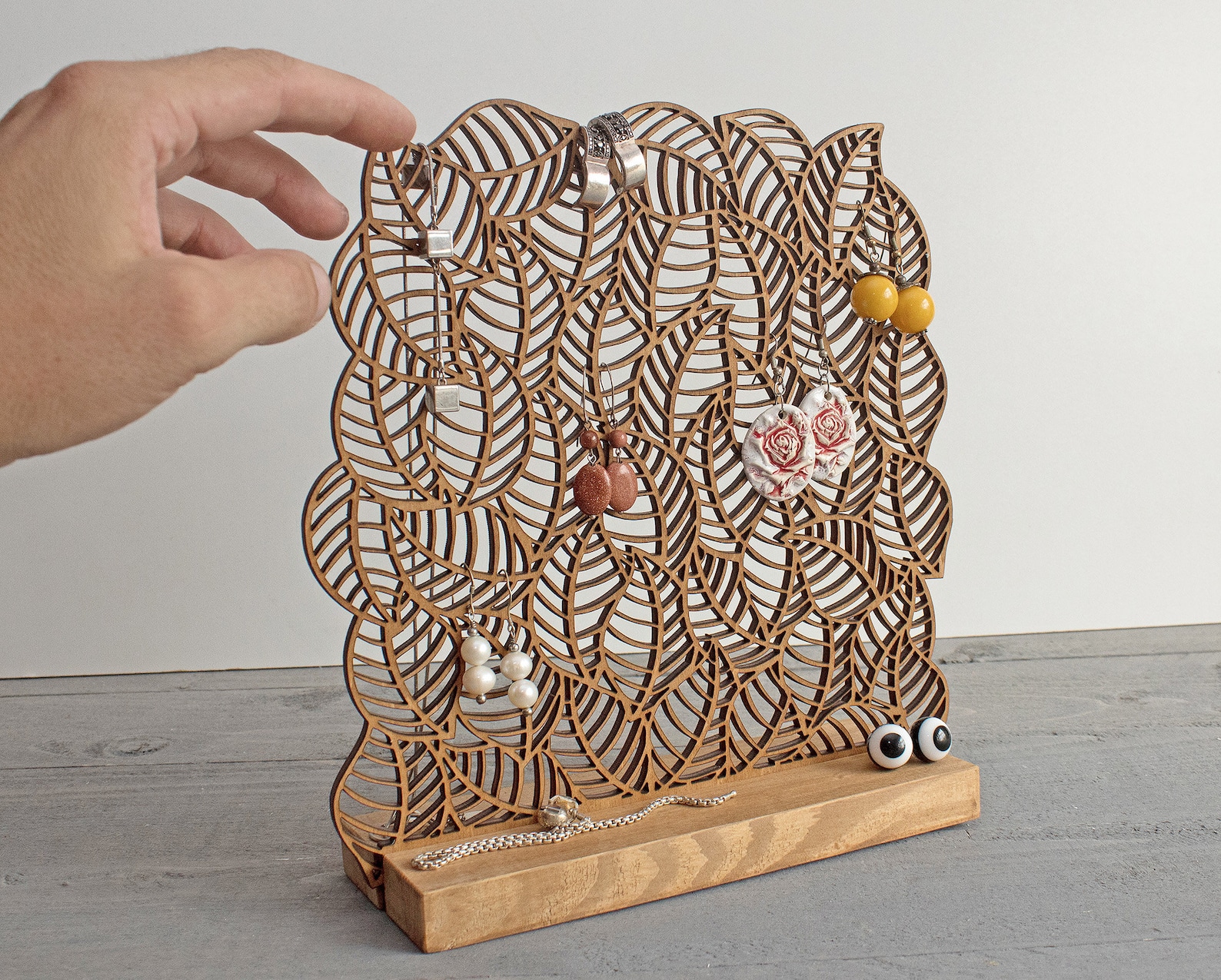 Wood Jewelry Organizer Tree Leaves / Earring Holder / Wooden - Etsy