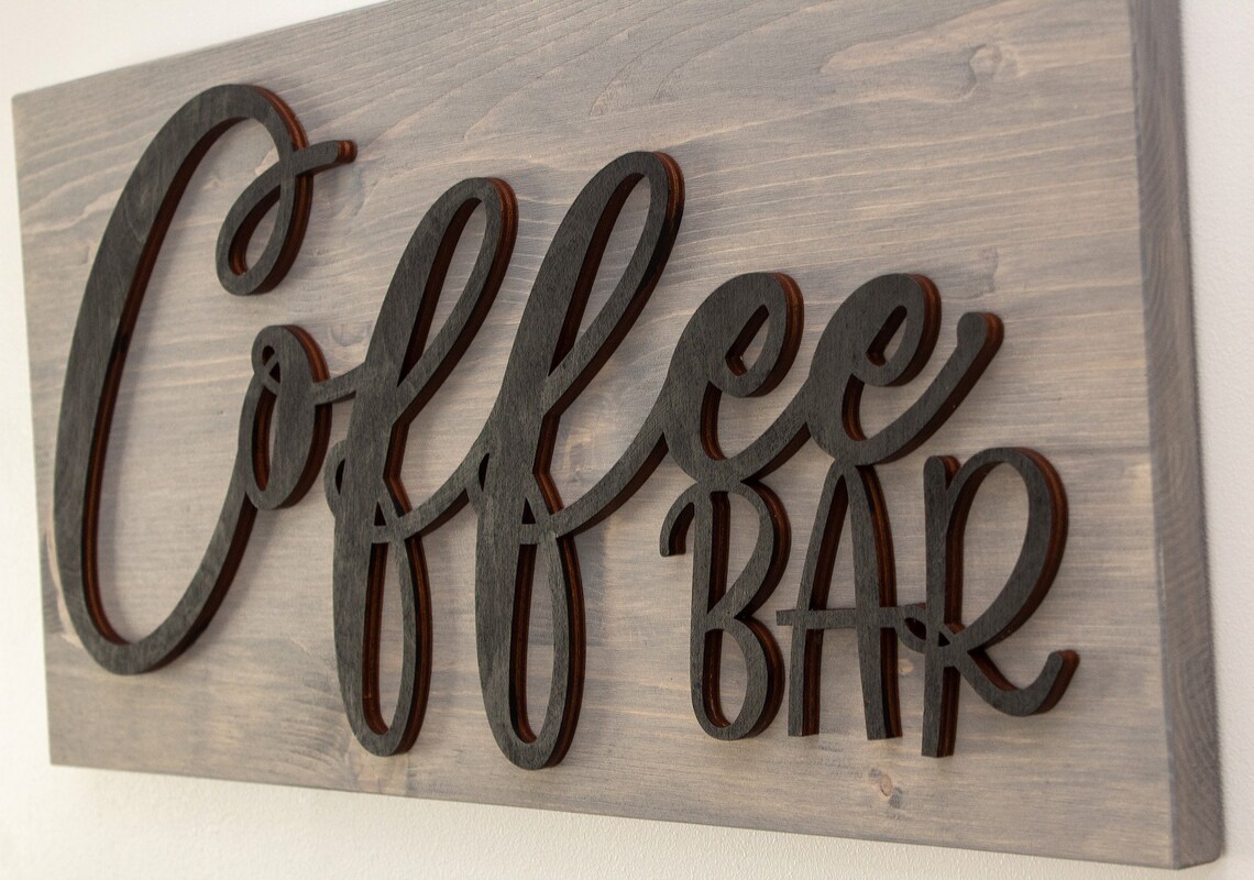 Wood Coffee Bar Sign, Wall Decor, Wood Sign, Farmhouse Sign, Rustic ...
