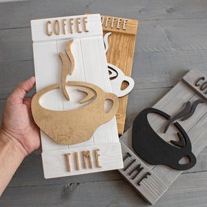 Wooden Coffee Bar Sign, Coffee Time, Coffee Cup, Wall Decor, Wood Sign ...