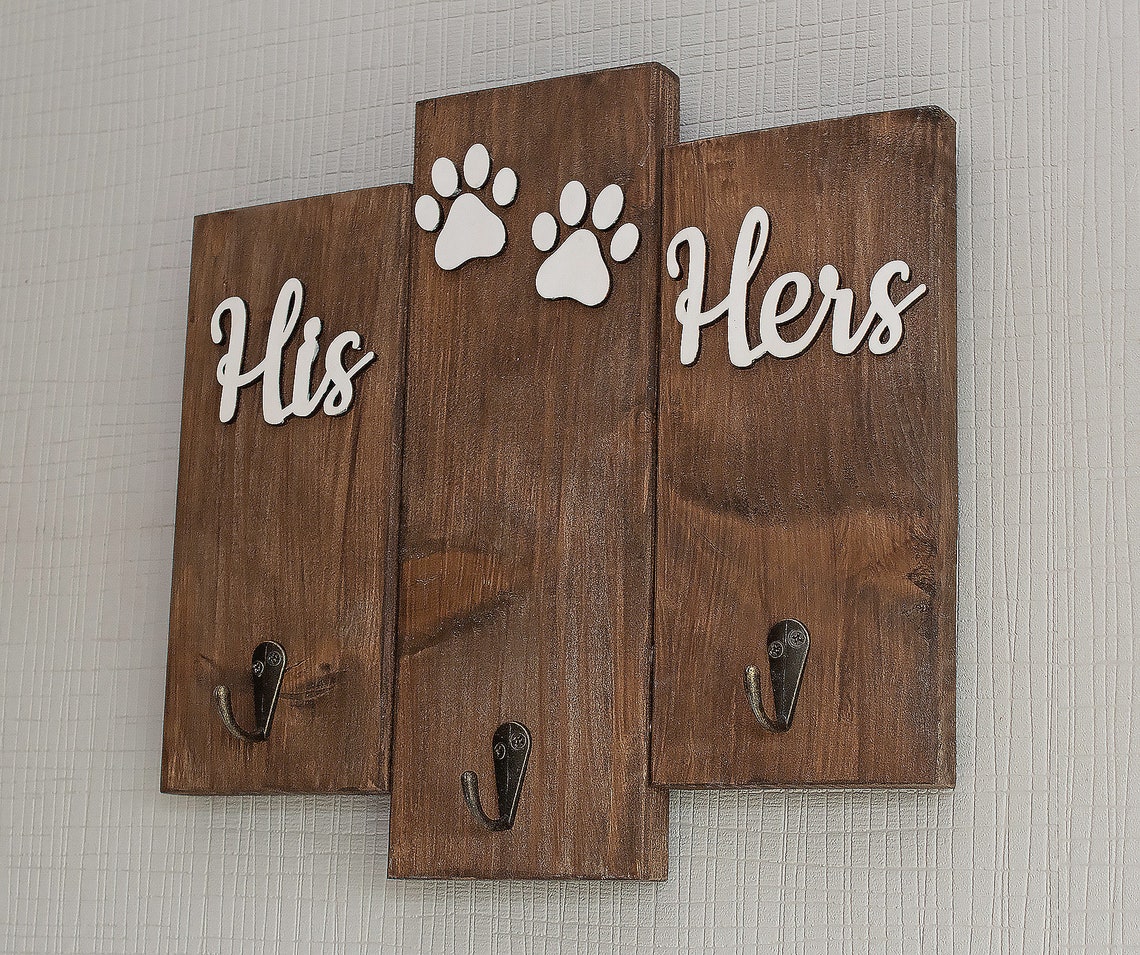 Wooden Key and Leash Holder Wooden Handmade His Hers Key - Etsy