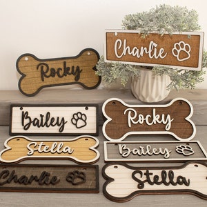Wooden Dog Name Tag, Dog Kennel Sign, Personalized Pet Tag, Dog Room ...